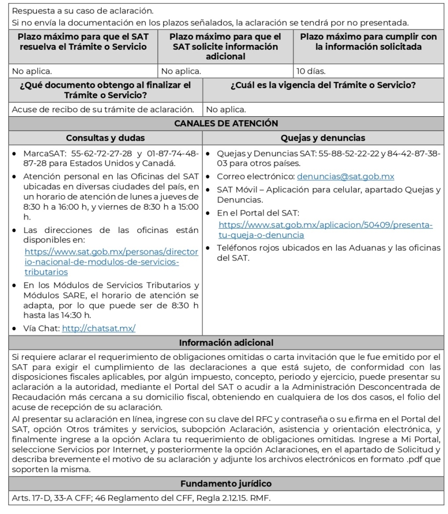 Aclaración de requerimientos o carta invitación de obligaciones ...
